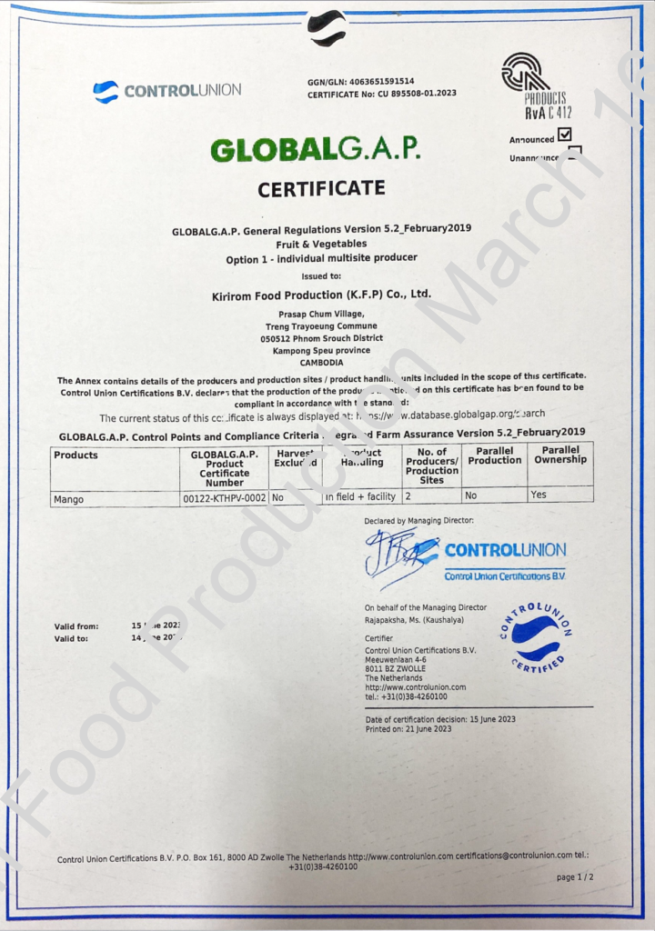 The best Mangoes in Cambodia - Kirirom Food Production